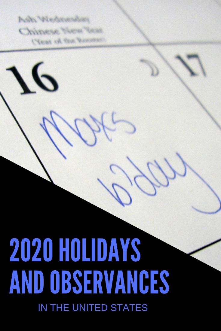 2020 HOLIDAYS AND OBSERVANCES IN THE UNITED STATES - That's So Becoming